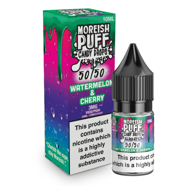 WATERMELON & CHERRY (CANDY DROPS) 10ML E LIQUID MOREISH PUFF | UK Vape ...