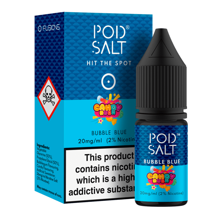 FUSIONS CANDY RUSH BUBBLE BLUE 10ML NIC SALT POD SALT | UK Vape Store ...