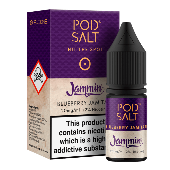 FUSIONS JAMMIN BLUEBERRY JAM TART 10ML NIC SALT POD SALT | UK Vape ...