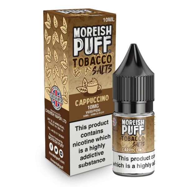 CAPPUCCINO (TOBACCO) 10ML NIC SALT MOREISH PUFF | UK Vape Store | E-Cig ...