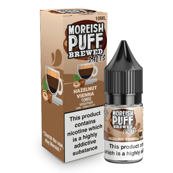 HAZELNUT VIENNA (BREWED) 10ML NIC SALT MOREISH PUFF | UK Vape Store | E ...