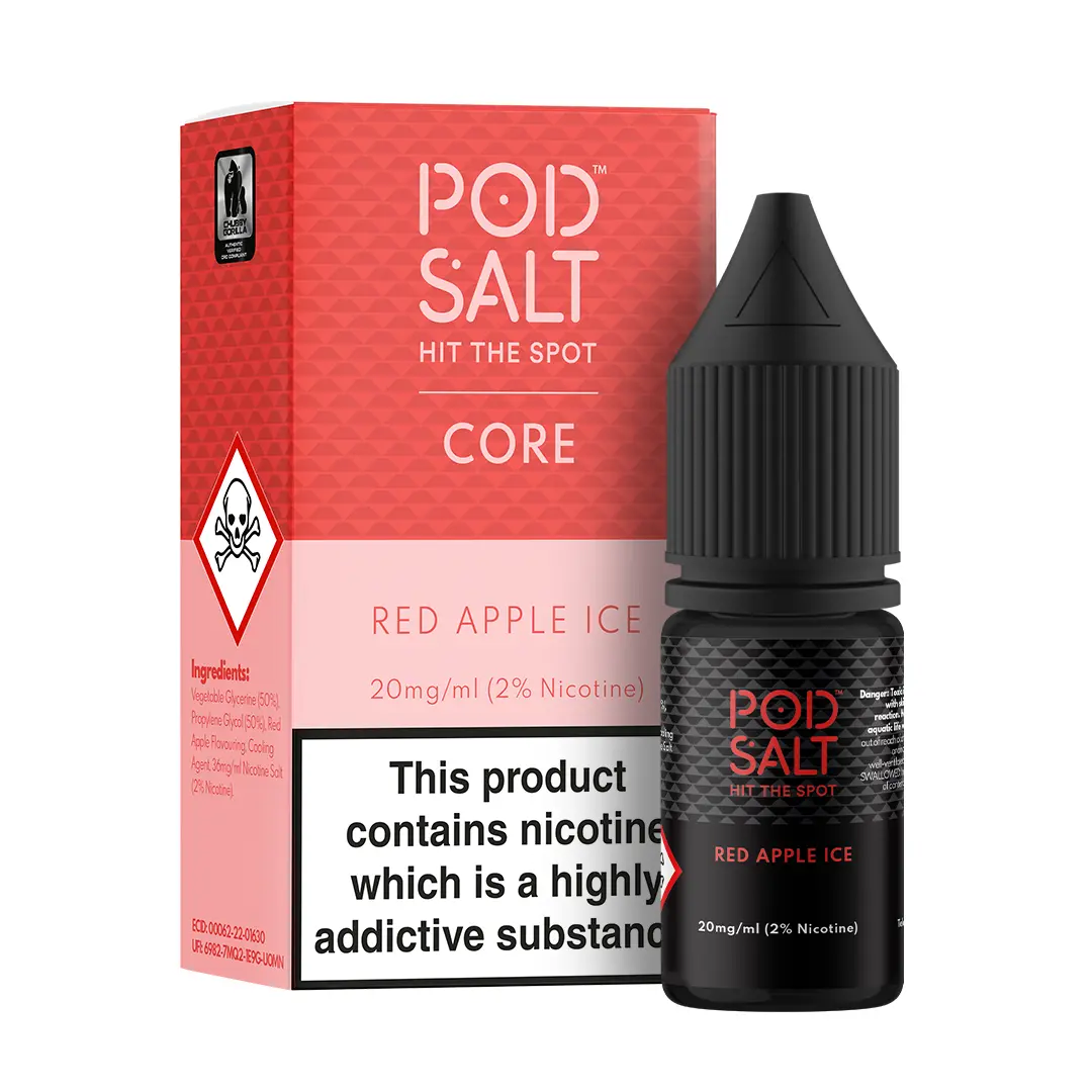 RED APPLE ICE 10ML NIC SALT POD SALT | UK Vape Store | E-Cig Clouds