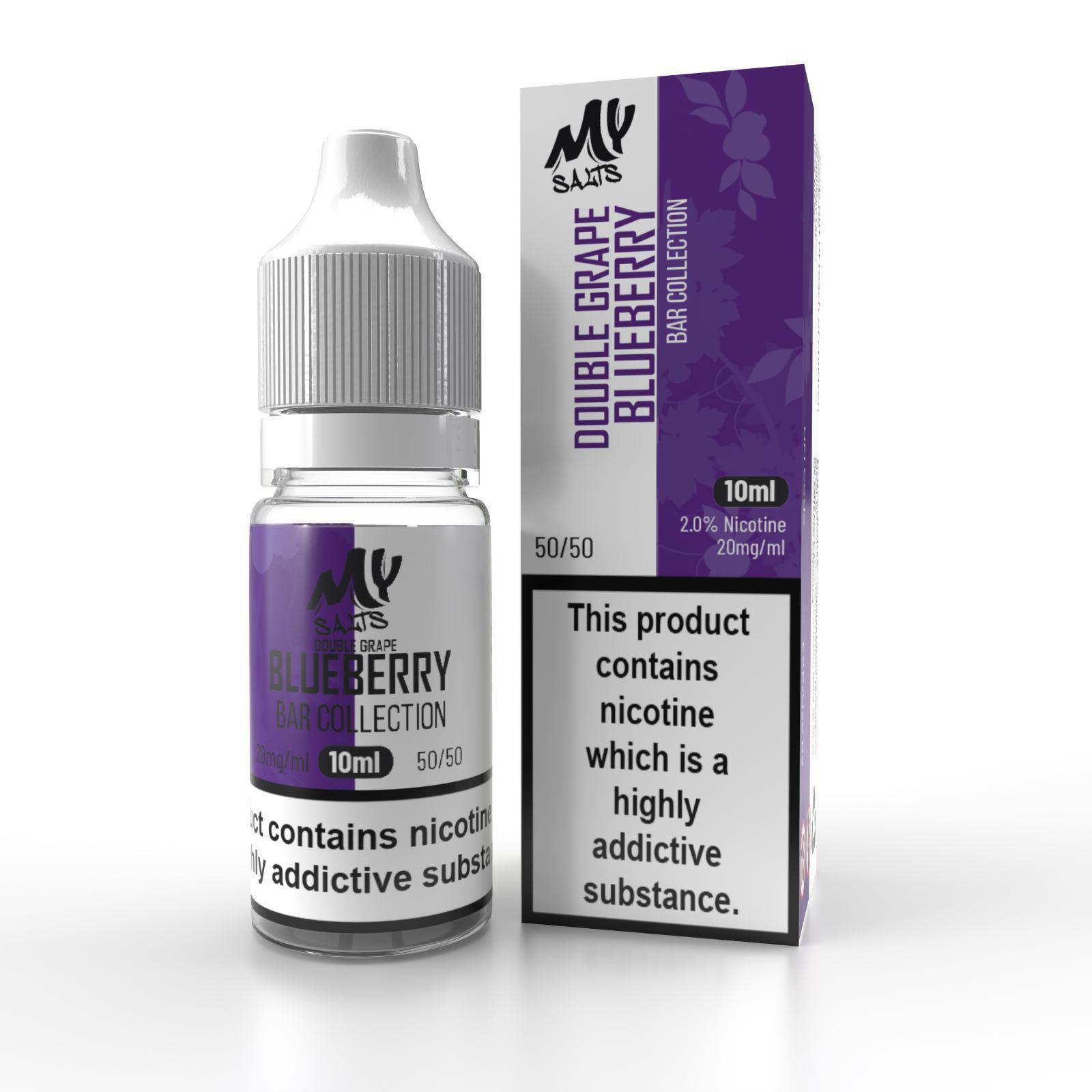 DOUBLE GRAPE BLUEBERRY (BAR COLLECTION) 10ML NIC SALT MY SALTS PACK OF ...