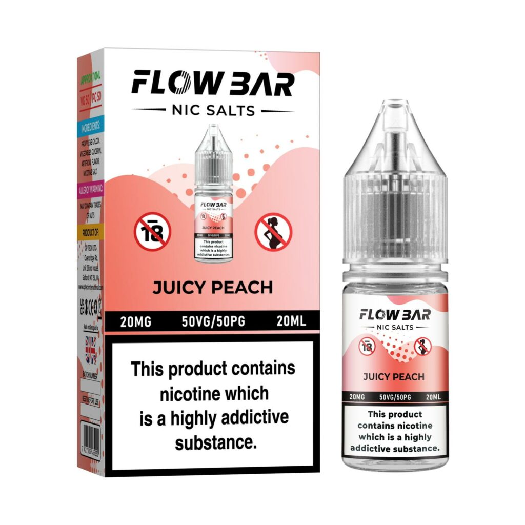 Juicy Peach 10ml Nic Salt Flow Bar | E-Cig Clouds