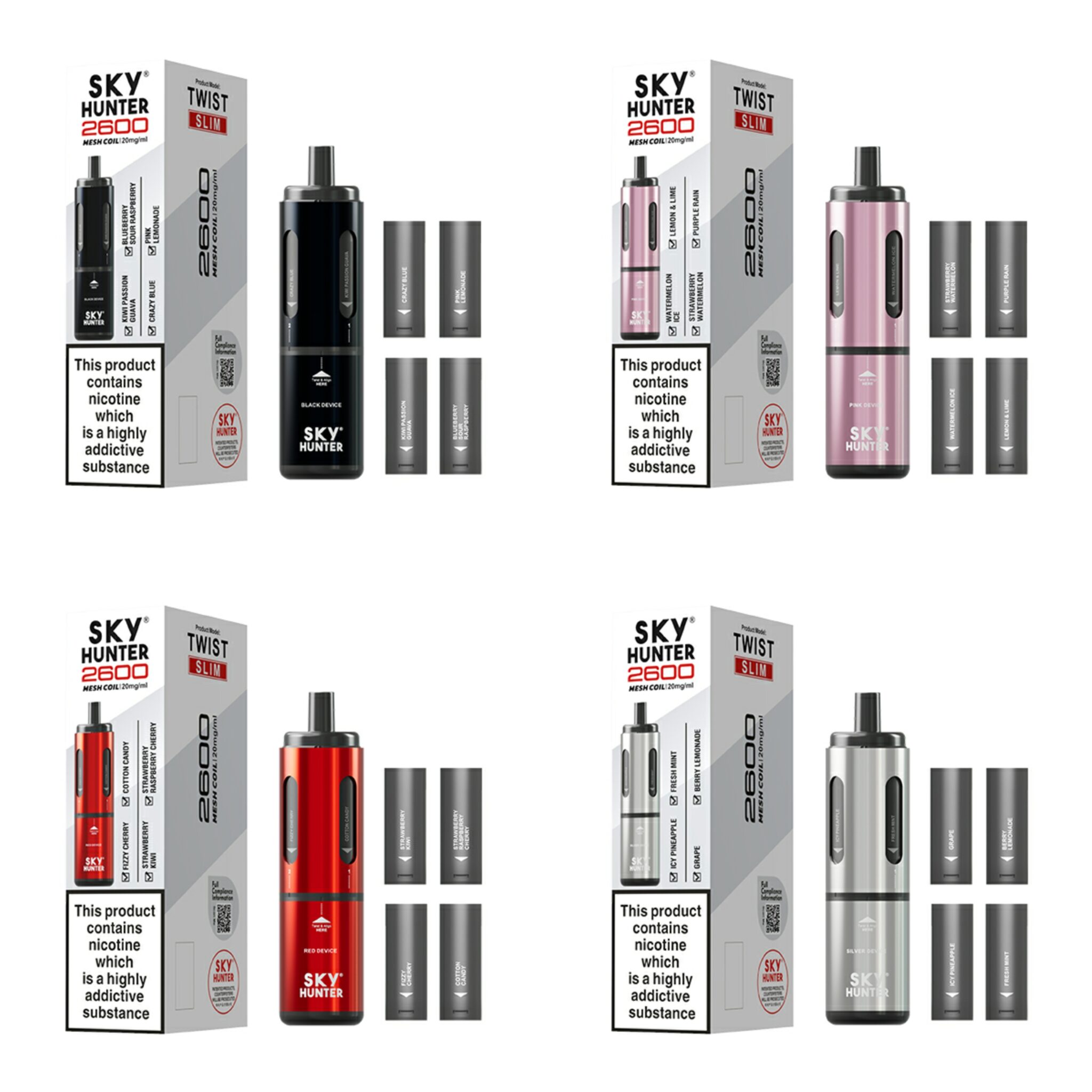 Sky Hunter Twist Slim 4 In 1 2600 Prefilled Pod Vape Kit