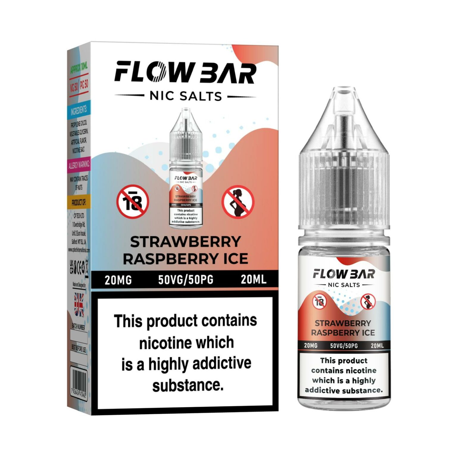 STRAWBERRY RASPBERRY ICE 10ML NIC SALT FLOW BAR | UK Vape Store | E-Cig ...