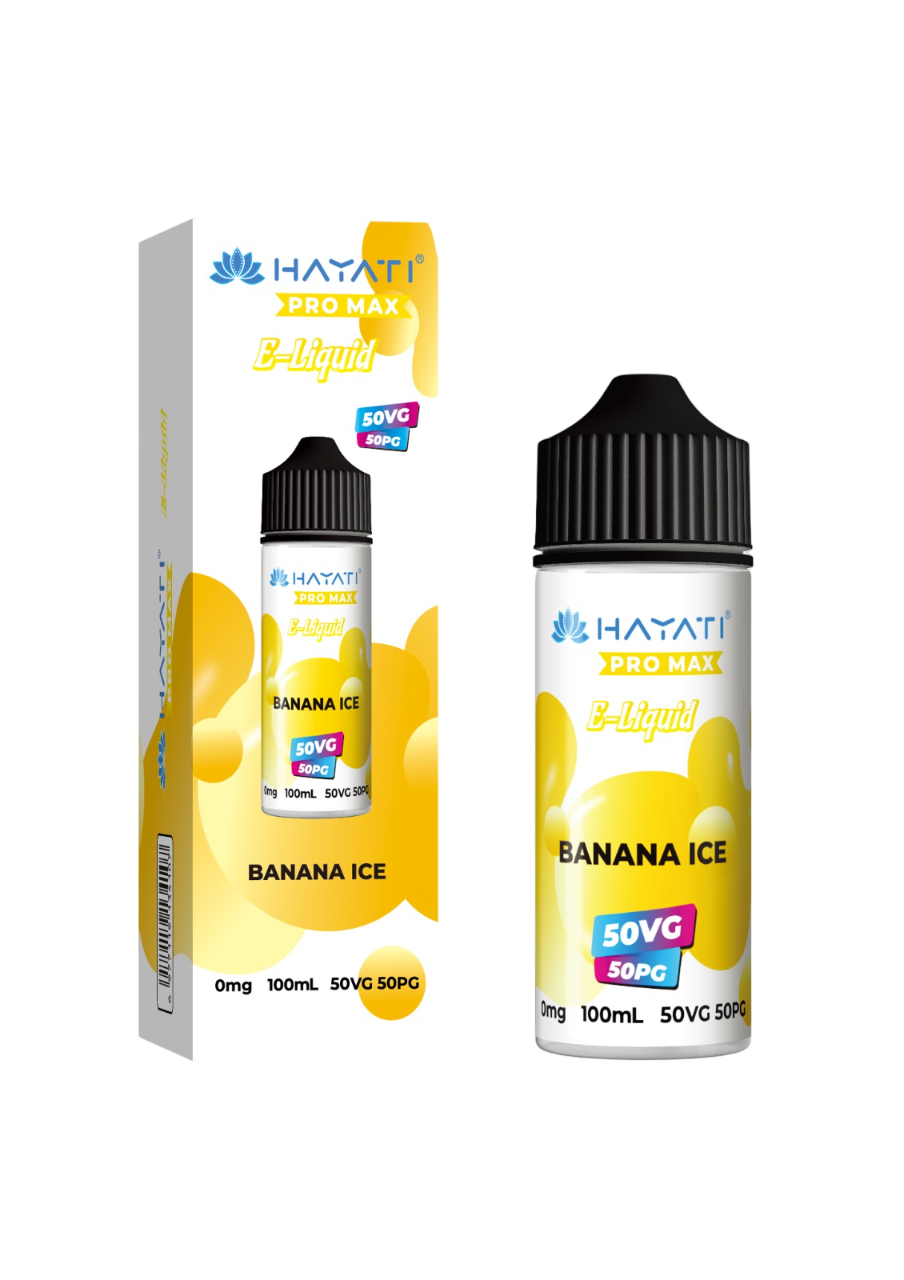 BANANA ICE 50/50 100ML E LIQUID HAYATI PRO MAX | UK Vape Store | E-Cig ...