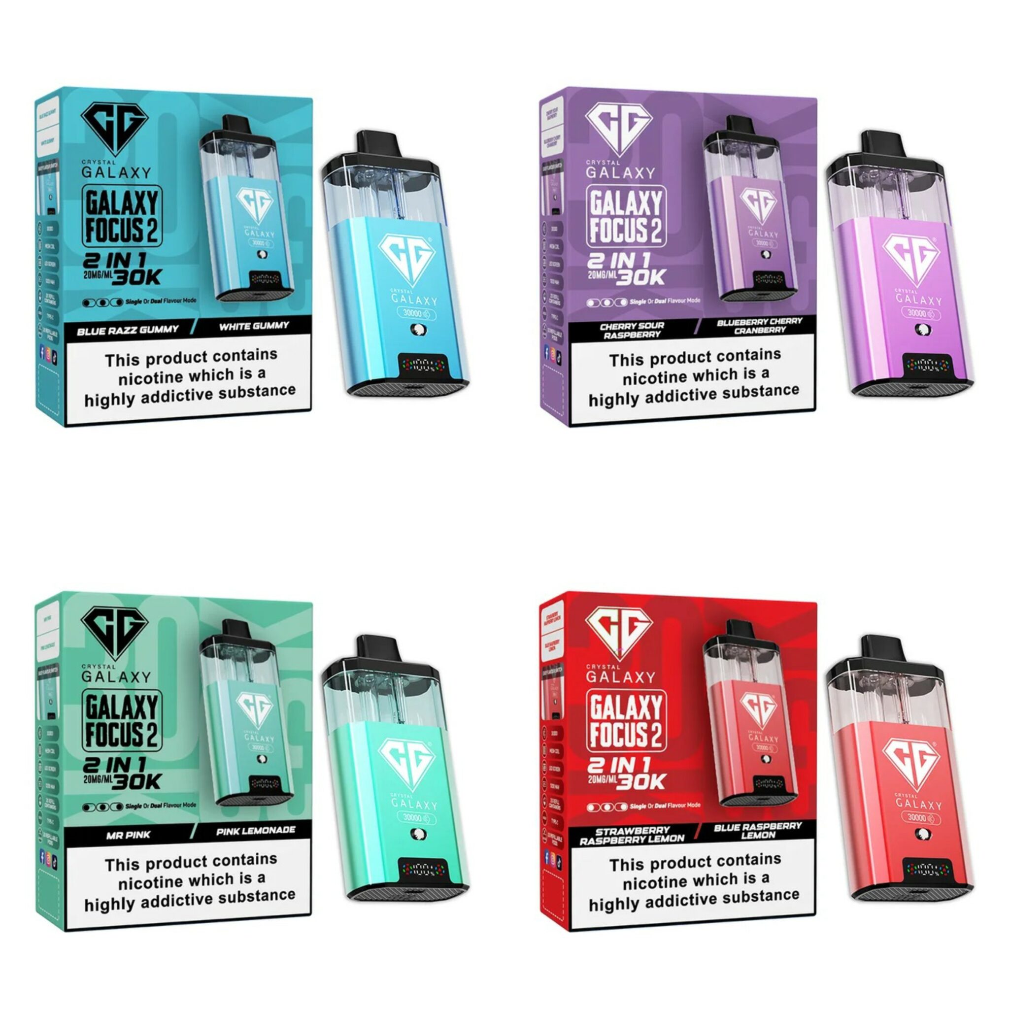 CRYSTAL GALAXY 30K FOCUS 2 PREFILLED POD VAPE KIT 20MG | UK Vape Store ...